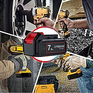 Upgraded 2Pack 7.0Ah 20V Battery Replacement for Dewalt 20V Max Battery Lithium-ion Battery Compatible 20V Battery DCB200 DCB203 DCB204 DCB180 DCD740 Dewalt 20 Volt Cordless Tools Replacement Battery