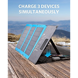 Solar Charger, Anker 24W 3-Port USB Portable Solar Charger with Foldable CIGS Panel for Camping, PowerPort Solar for iPhone 12/SE/11/XS Max/XR/X/8, iPad, Samsung Galaxy S20/S10/S9/S8, and More