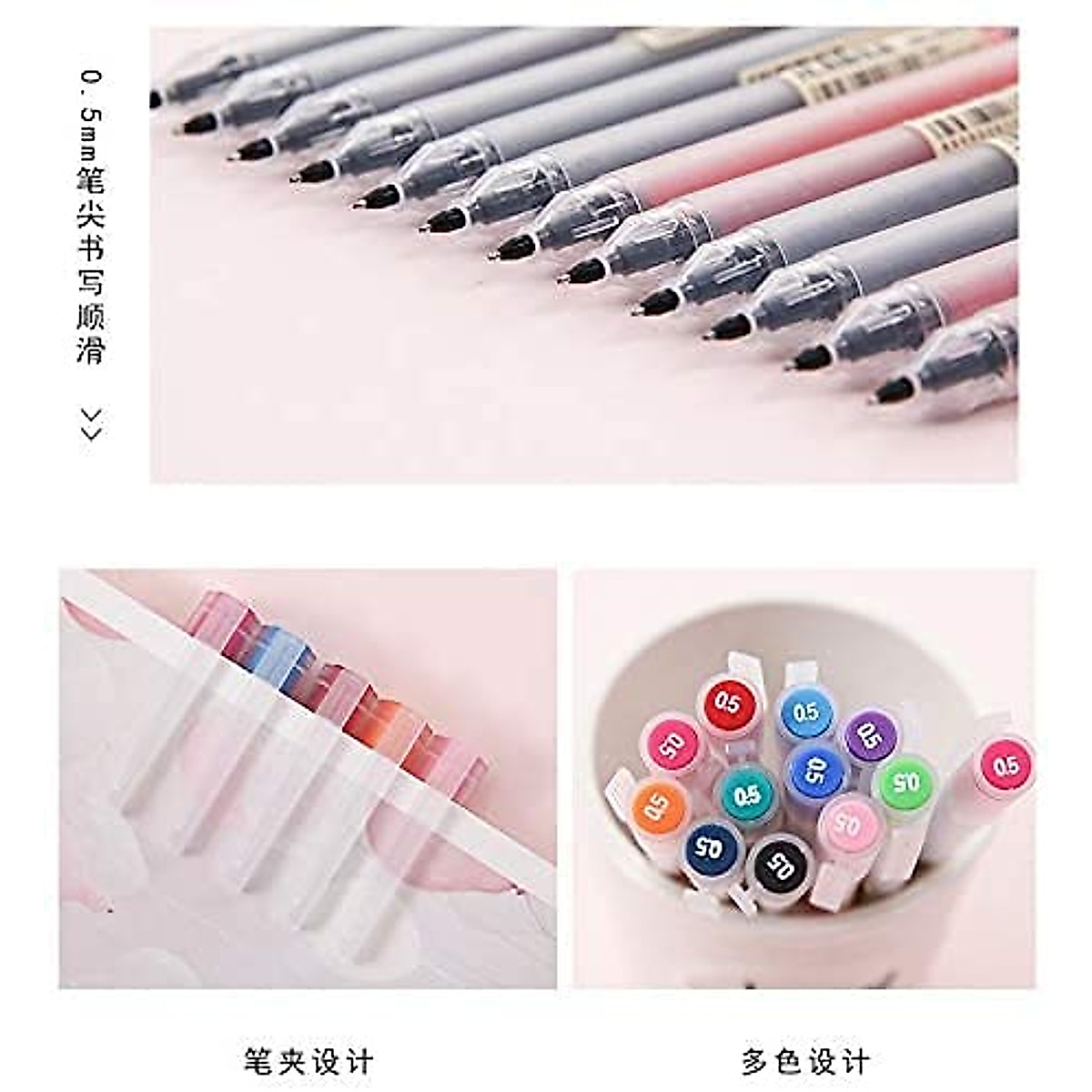 NYKKOLA Japanese Style Gel Ink Ball Point Pen [0.5mm] Fine Ballpoint Maker Pen for Office School Stationery Supply(12PCS Colorful)