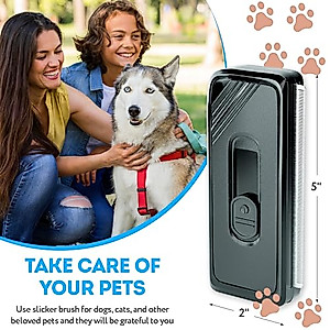 PUREVACY Black Self Cleaning Slicker Brush. Cat Brush with Release Button. Self Cleaning Dog Brush for Long Haired Dogs and Short Haired with Sturdy Case, Blades. Pet Grooming Brush for Dogs Shedding