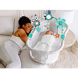 Baby Stroller Arch Mobile, Adjustable Musical Arch Toys Mobile for Crib with Universal Clamps, Versatile Activity Toy Bar for Baby Bouncer Infant Baby Car Seat Toys Mobile for Bassinet Swing - Gray