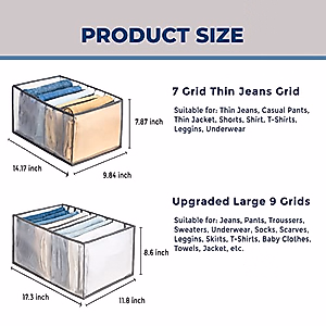 SYIKKI Clothes Organizer For Folded Clothes - Wardrobe Clothes Organizer For Jeans 7 Grids Organizer for Closet, Mesh Storage Compartment for Thin Jeans Pants T-Shirts Legging (1)