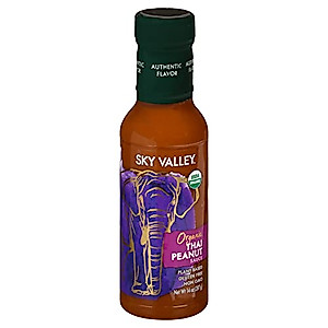 Sky Valley Thai Peanut Sauce - Gluten Free Peanut Sauce, Mild Heat, Authentic Flavor, Organic, Vegan, Non GMO, Gluten Free, Peanut Sauce for Spring Rolls- 14 Oz