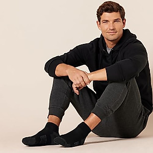 Amazon Essentials Men's Performance Cotton Cushioned Athletic Ankle Socks, 6 Pairs, Black, 12-14