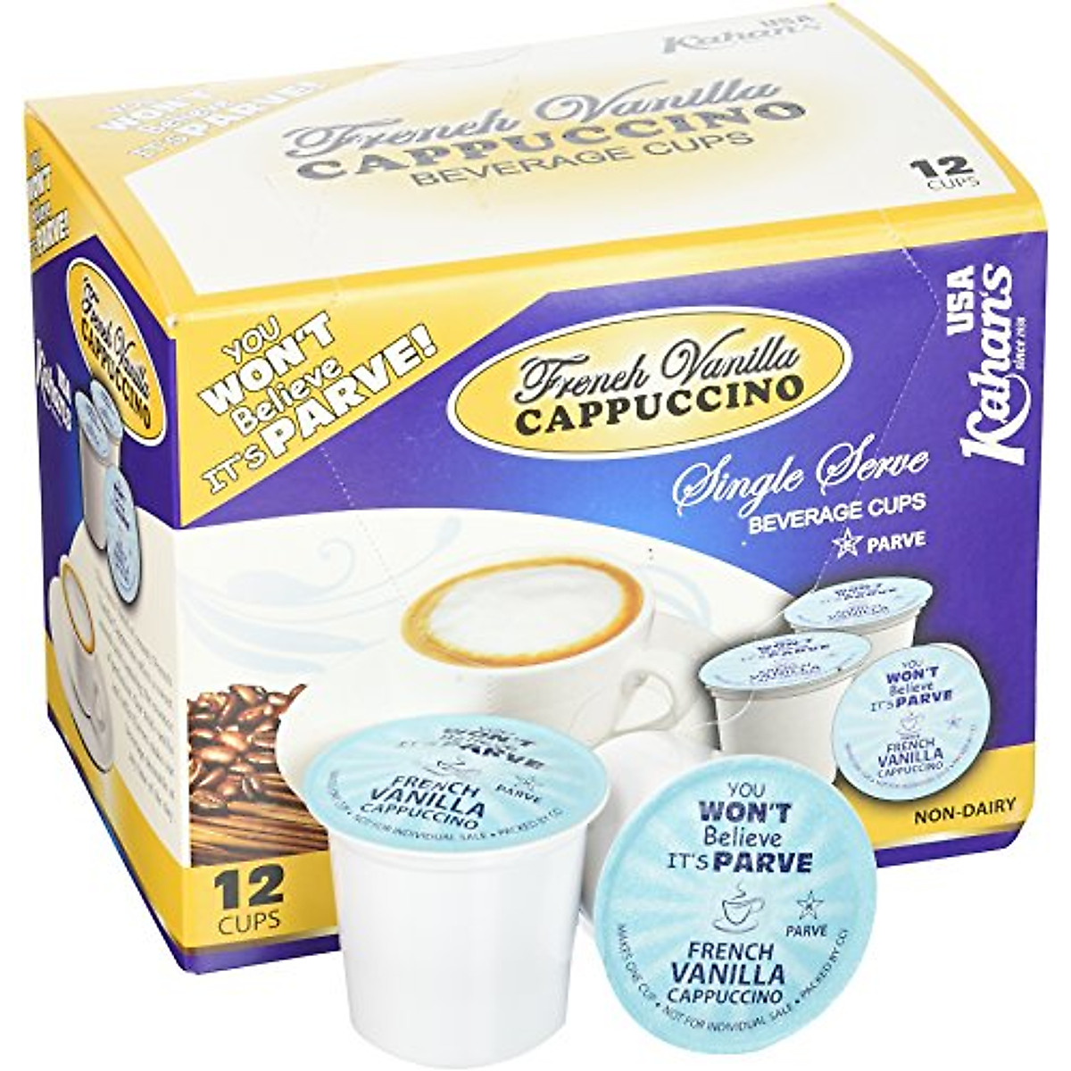Kahan's Parve French Vanilla Cappuccino Single Serve Beverage Cups 12/Box