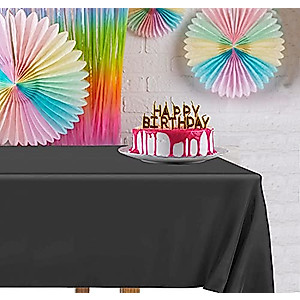 DecorRack 2 Rectangular Tablecloths -BPA- Free Plastic, 54 x 108 inch, Dining Table Cover Cloth Rectangle for Parties, Picnic, Camping and Outdoor, Disposable or Reusable in Black (2 Pack)