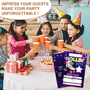 NYCTUG Roller Skating Theme Birthday Invitation, 4 x 6 Inch, 20 Pack, Heavy Weight Coated Paper, Advanced Printing Technology