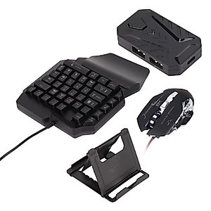 RGB One Hand Mechanical Gaming Keyboard and Mouse, USB Wired 35 Keys Gaming Keyboard Mouse Combo with Mobile Game Controller Adapter Converter for Smartphone(Mix Pro+F6 Keyboard+G2