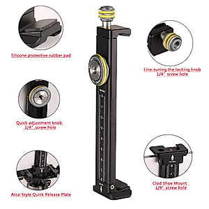 Aluminum iPad Holder for Tripod Mount, Universal Phone Tablet Clamp Tripod Adapter Bracket w Cold Shoe Mount 1/4 inch Screw and Acra Swiss Rail for iPad 4/Mini/Air/Pro/Surface Pro/iPhone/Galaxy Tab