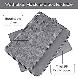 ANMINY 3PCS Storage Bins with Zipper Lid Handles Storage Boxes PP Plastic Board Foldable Lidded Cotton Linen Fabric Home Cubes Baskets Closet Clothes Toys Organizer Containers - Gray, Small Size