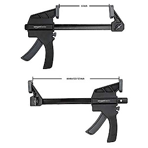 Amazon Basics 6-Piece Trigger Clamp Set, 2 Pack of 4-Inch, 4 Pack of 6-Inch, Black/ Grey