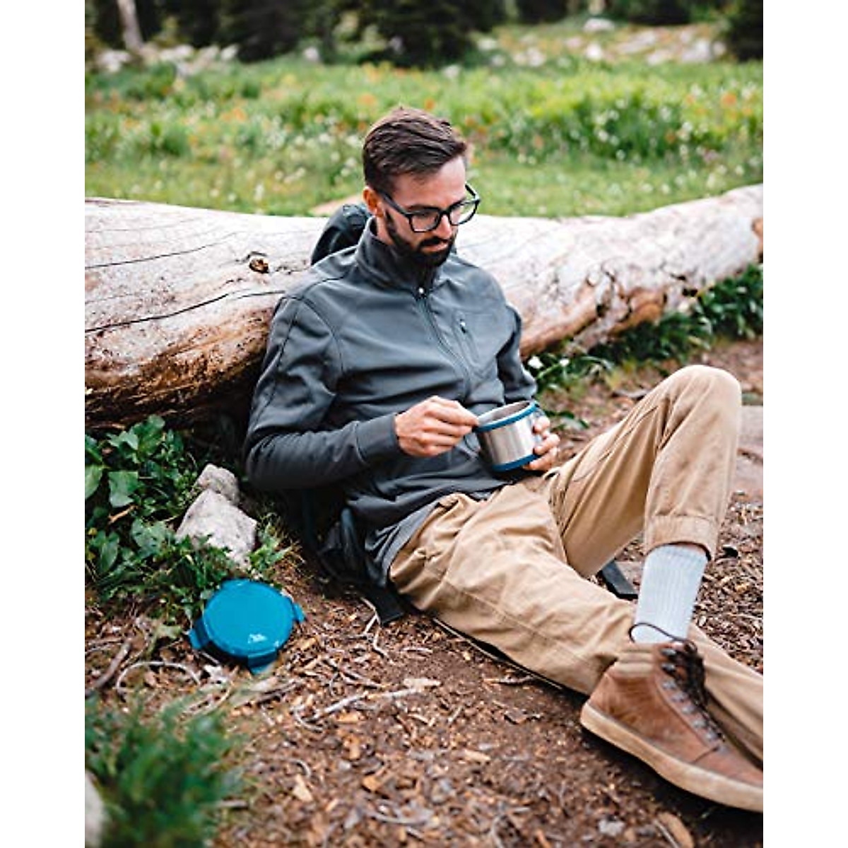 Arctic Zone Leak Proof Thermal Vacuum Insulated Food Jar Container with Safe & Easy 4 Lock Lid for Hot and Cold Food, 16oz Capacity - Blue