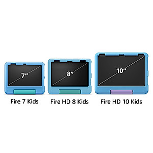 Amazon Fire 7 Kids tablet, ages 3-7. Top-selling 7" kids tablet on Amazon - 2022. Set time limits, age filters, educational goals, and more with parental controls, Blue