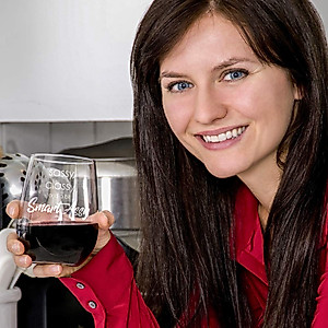 Funny Stemless Wine Glass 17oz with Funny Saying for Women. For the Sassy Classy and Smart Assy woman and best friend. Includes a Complimentary Food Vino Pairing Card