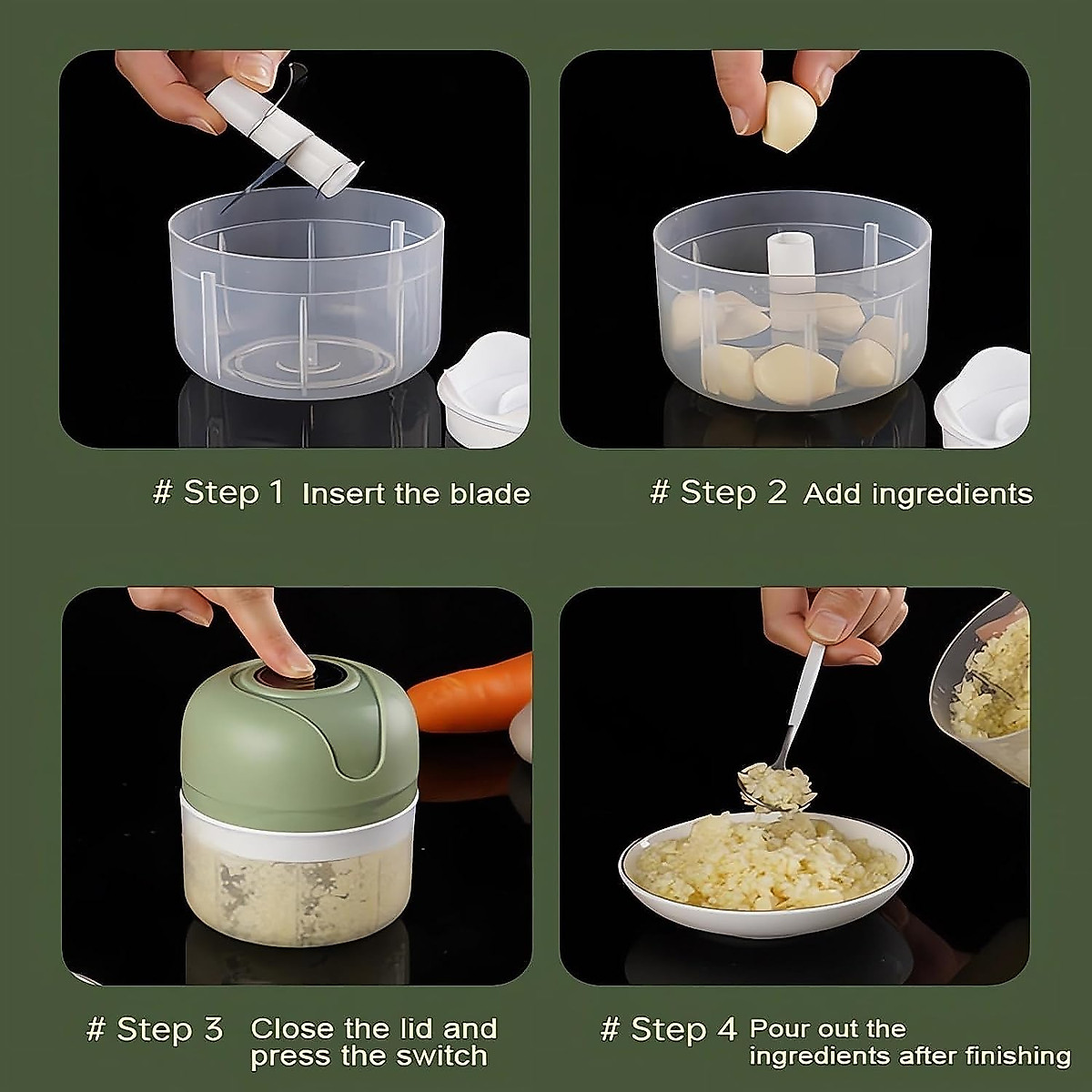 USB Rechargebale Electric Garlic Grinder - Mini Portable Wireless Food & Nut Chopper for all Nuts Electric, Small Chopper Blender Food Processor, Electric Onion Meat Nut Chopper Vegetable Cutter