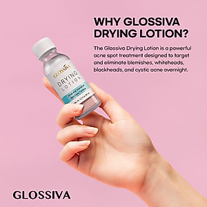 Glossiva Drying Lotion – Acne Spot Treatment, Blemish & Pimple Drying Solution with Overnight Results – 1.23 Fl Oz