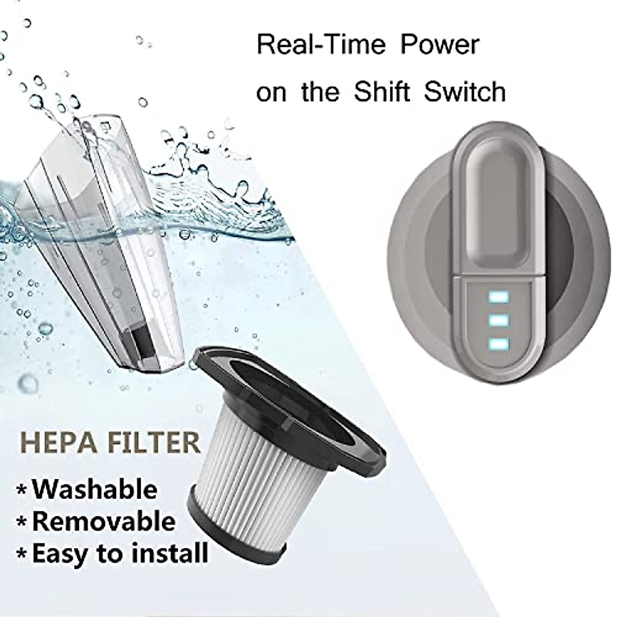 AZHZOLSK Dust Buster Upgrade Handheld Vacuum Cordless Rechargeable Handheld Vacuums 12000PA-14000PA High Power with Power Display for Car, Home, Office, Pet Hair Travel Cleaning Wet and Dry Use