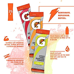 Gatorade Thirst Quencher Powder Sticks, Orange, Total of 20 Counts, 1.23oz Gatorade Powder Packets with Electrolytes (2 Packs of 10)