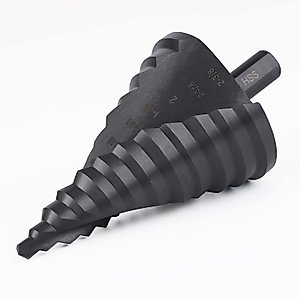 Lichamp Jumbo 2-3/8" Unibit Step Drill Bit for Metal, Extra Large Drill Stepper Bit for Hard Metal Heavy Duty, 12 Sizes from 1/4" to 2-3/8", Spiral Grooved, C5BK