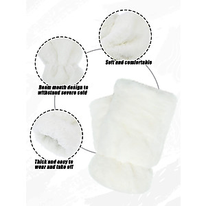 2 Pairs Winter Fingerless Gloves Faux Fur Fingerless Gloves Warm Furry Gloves Convertible Fingerless Gloves Half Finger Arm Warmer Gloves Soft Smooth Furry Gloves Rabbit Fur Mittens for Girls