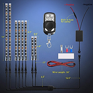 Nilight 8PCS Motorcycle RGB Led Light Kit Waterproof Multi-Color Atmosphere Lights Lamp with 4Key RF Wireless Remote for Harley Davidson Honda Kawasaki Suzuki, 2 Years Warranty (TL-42)