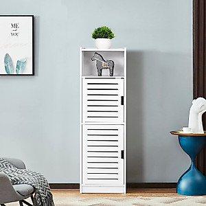 NOKAMW White Floor Standing Waterproof Bathroom Cabinets,Storage Accessories Cabinet for Bathroom,Furniture for Bathroom Bedroom Hallway,Storage Cupboard Unit with Daily use Layer 29x7.9x9.5inch