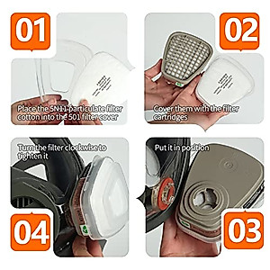 AMZYXUAN Full Face Respirator Mask, Reusable Respirator Mask with Filters, Gas Mask with Activated Carbon Filter for Gases, Dust, Vapors, Paint, Spray, Epoxy Resin, Welding, Chemicals