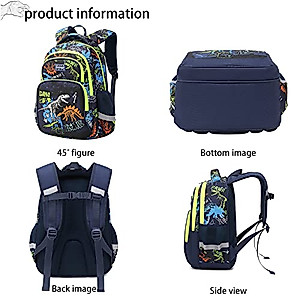 Wawakube 3Pcs Boys Dinosaur Backpack Set with Lunch Box Pencil Case, School Book Bag for Kids Elementary Preschool