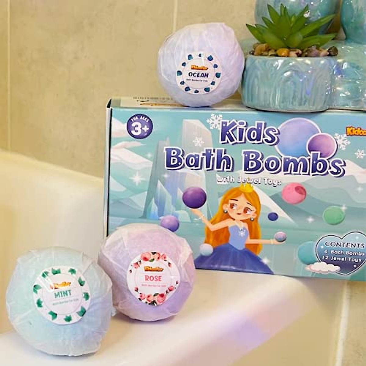 Bath Bombs for Kids with Surprise Inside, 2023 Gift for Girls, 6 Gentle and Kids Safe Handmade Bath Bombs, XXL 5.0 OZ