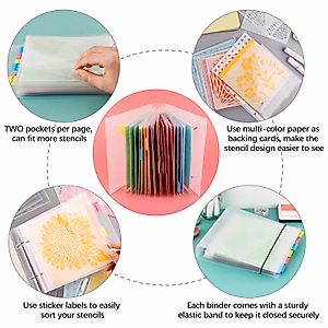 222 Pcs/ 2 Sets 6x6"Cookie Stencil Storage Binder Die Cut and Stamp Storage Folder Baking Stencil Organizer Scrapbooking Cutting Dies Stencil Storage Book Collections Case Organizer