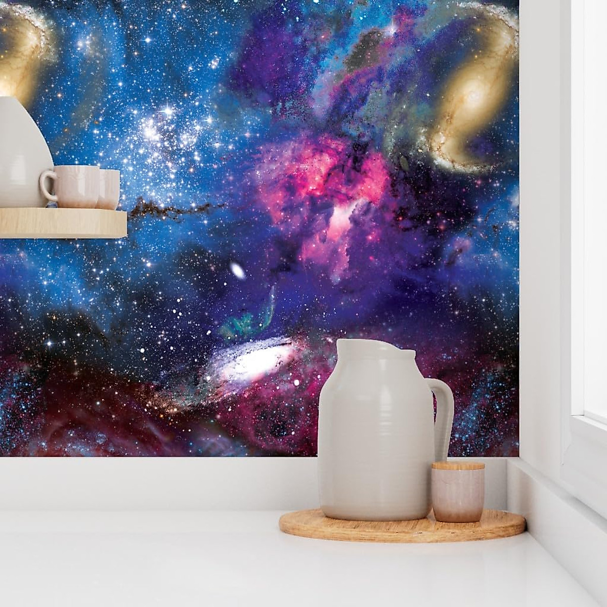 Peel & Stick Wallpaper Swatch - Galactic Dreams Galaxy Outer Space Nebula Night Sky Stars Science Cosmos Custom Removable Wallpaper by Spoonflower