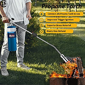 Propane Torch Weed Burner,Weed Torch Flame Thrower with Trigger Start and Flame Control Valve,50,000BTU with 9.8ft hose Compatible 1" USA Standard Connector for Burning Garden Weeds,Ice Snow Melter