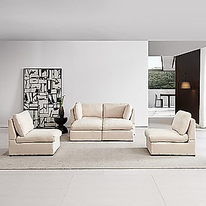 Oversized Modular Sectional Sofa Set,Extra Large U Shaped Convertible Couch with Reversible Chaise and Movable Ottoman,Free Combination Symmetrical Sofa&Couches Bed for Living Room Office