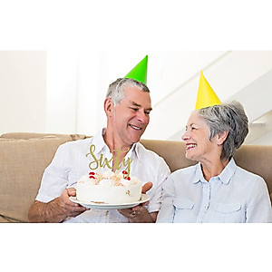 Gold Glitter 60th Birthday Cake Topper, Sixty Birthday Cake Topper for Celebrating Sixty Years Old Anniversary/Birthday Party Decorations (6 inch)