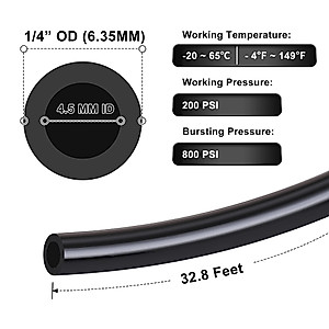 Hromee Air Line Tubing 1/4 Inch (6.35MM) OD Pneumatic Nylon Tube 32.8ft 10 Meters Air Hose for Air Brake System