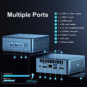 GEEKOM Mini PC Mini IT13, 13th Gen Intel i5-13500H NUC13 Mini Computers(12 Cores,16 Threads) 16GB DDR4/512GB PCIe Gen 4 SSD Windows 11 Pro Desktop PC Support Wi-Fi 6E/Bluetooth 5.2/USB 4.0/2.5G LAN/8K