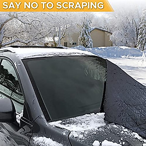EcoNour Windshield Snow Cover with Side Mirror Cover | Four-Layer PEVA Protection from Snow, Ice, Frost | Windproof Snow Cover for Car | Snow Windshield Cover for All Weather Protection