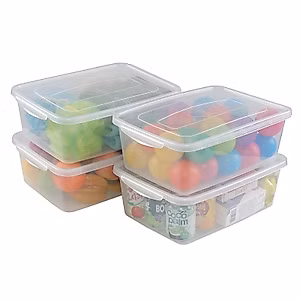 CadineUS 14 Quart Clear Latching Box, Plastic Storage Container Bins with Lids Set of 4