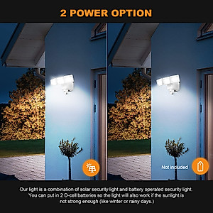 Solar Motion Lights Outdoor Dimmable 2000LM Led Flood Security Light with Motion Sensor and Adjustable Solar Panel, 5000K, IP65 Waterproof Security Light for Garden,Backyard, Pathway, Garage