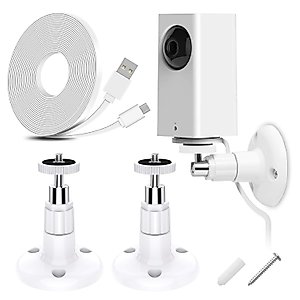 FASTSNAIL Wall Mount and 16.4FT Flat Power Extension Cable Ktis Compatible with Wyze Cam Pan, Wyze Cam Outdoor, Mounting Kit Including Charging Cord for Wyze Cam Pan, Wyze Cam Outdoor