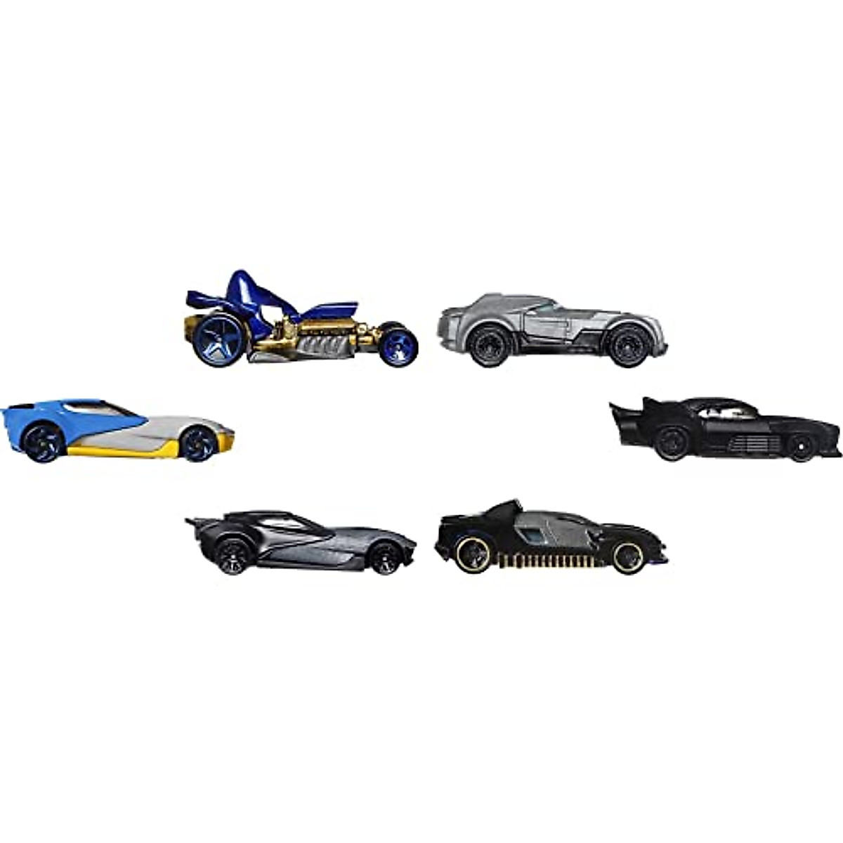 Hot Wheels Batman Character Cars 6-Pack, Set of 6 Toy Cars in 1:64 Scale Inspired by Various Batman Characters