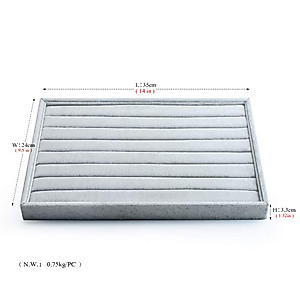 Oirlv Velvet 7 Slots Ring Earrings Studs Tray Showcase Display Jewelry Organizer