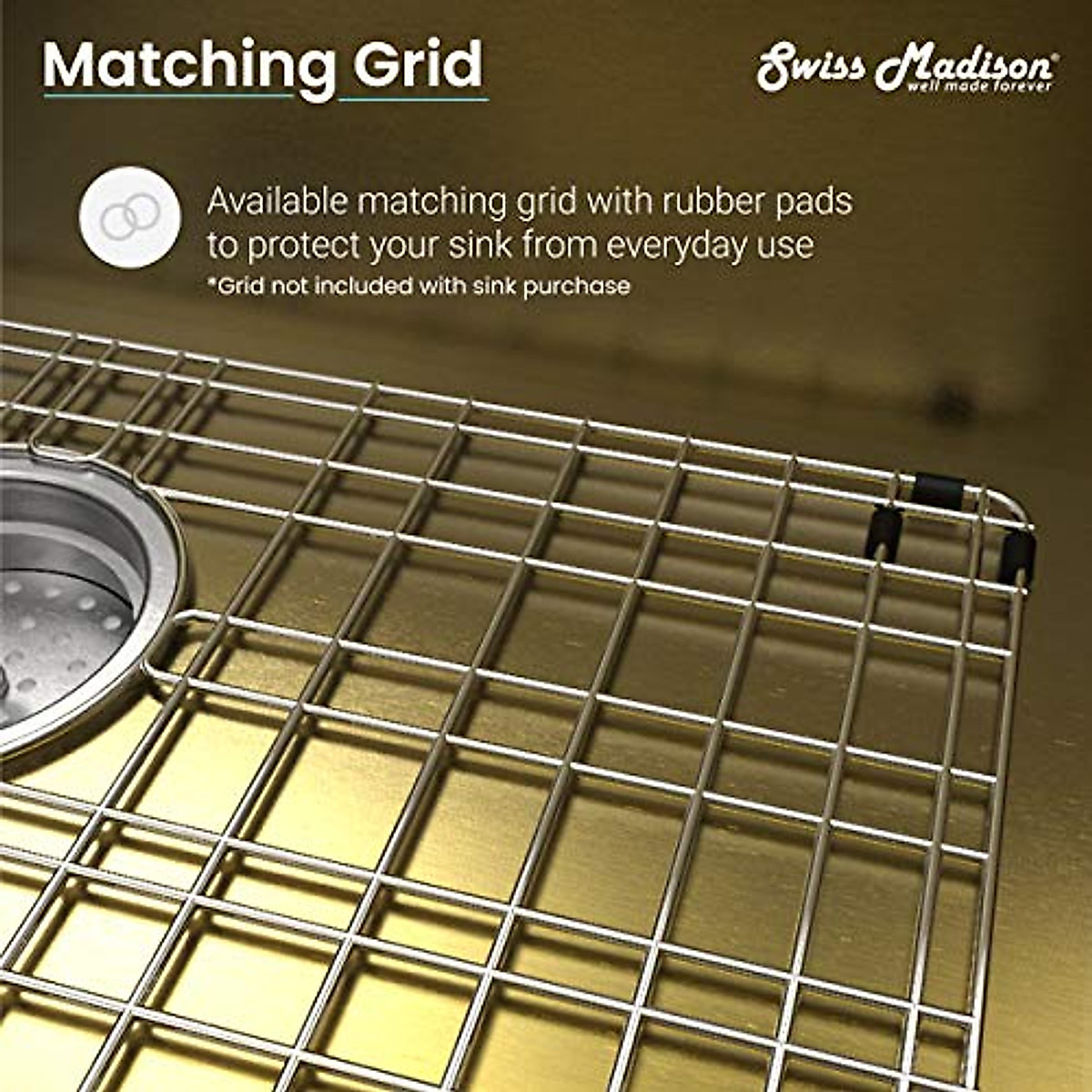 Swiss Madison Rivage 36 x 21 Stainless Steel, Single Basin, Farmhouse Kitchen Sink with Apron in Gold