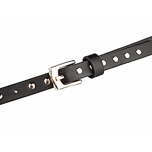 MoYoTo Women's Fashion Black Double Punk Thin Studded Genuine Leather Jean Belt (200CM, Black)