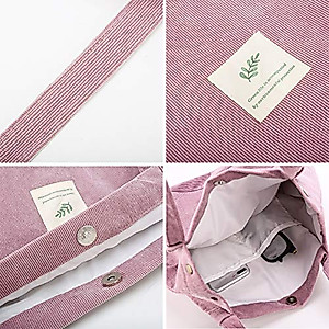Suyfhdc Corduroy Tote Bag for Women-Gym Bag with Inner Pockets Big Capacity Casual Handbags for Work Shopping