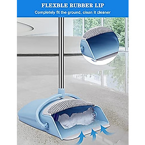 Broom and Dustpan Set for Home with Long Handle Upright 50'' Broom with Dustpan Combo Set Broom and Dustpan Set Heavy Duty Indoor Outdoor Broom for Kitchen Office Lobby Use