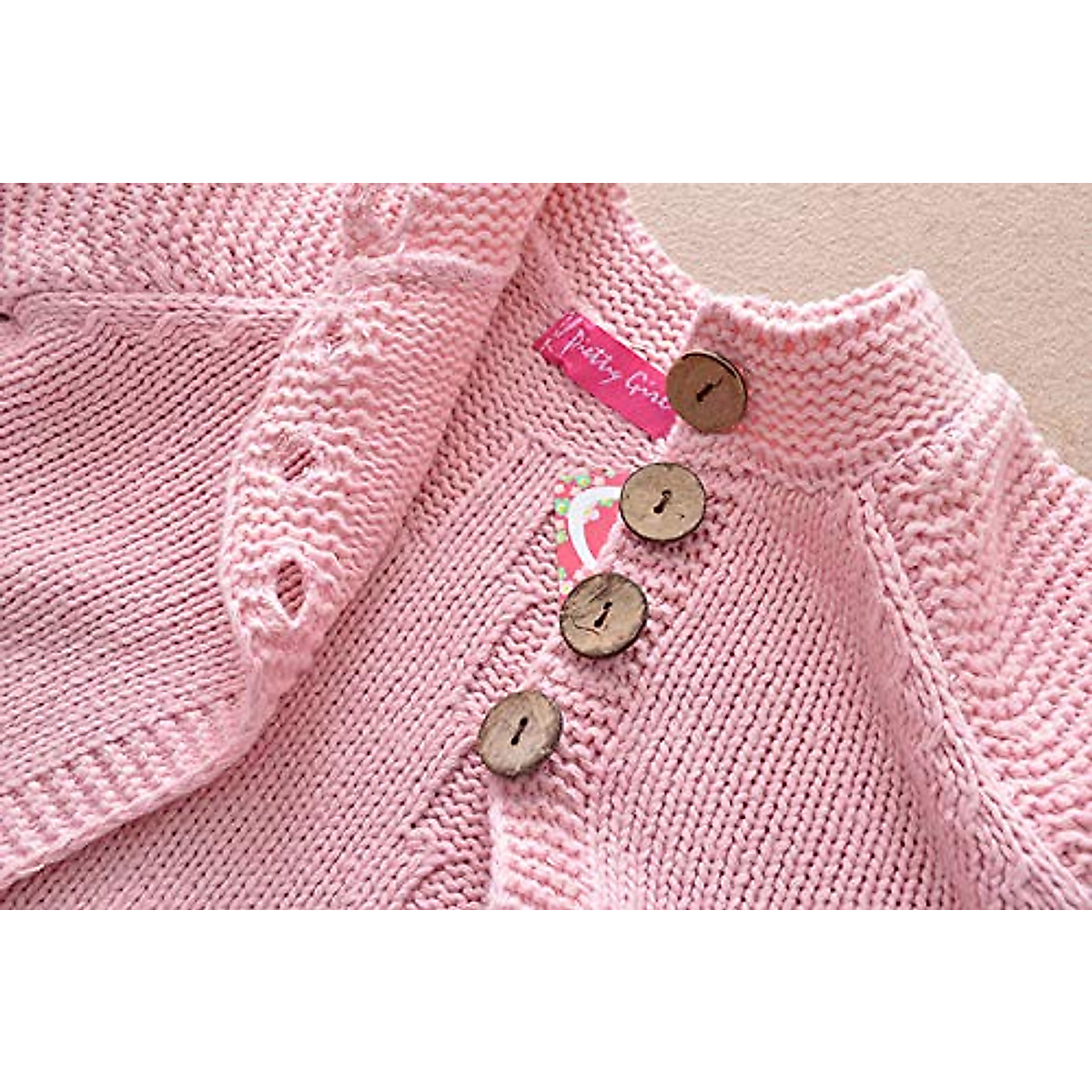 Willow Dance Toddler Baby Girls Autumn Winter Clothes Button Knitted Sweater Cardigan Cloak Warm Thick Coat (Pink, 6-7 Years)