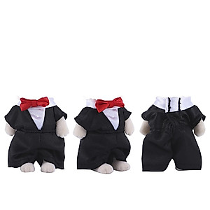 E-TING Wedding Set Beautiful Gown White Bride Dress with Veil and Groom Business Suit Outfit for 3-Inch Figure