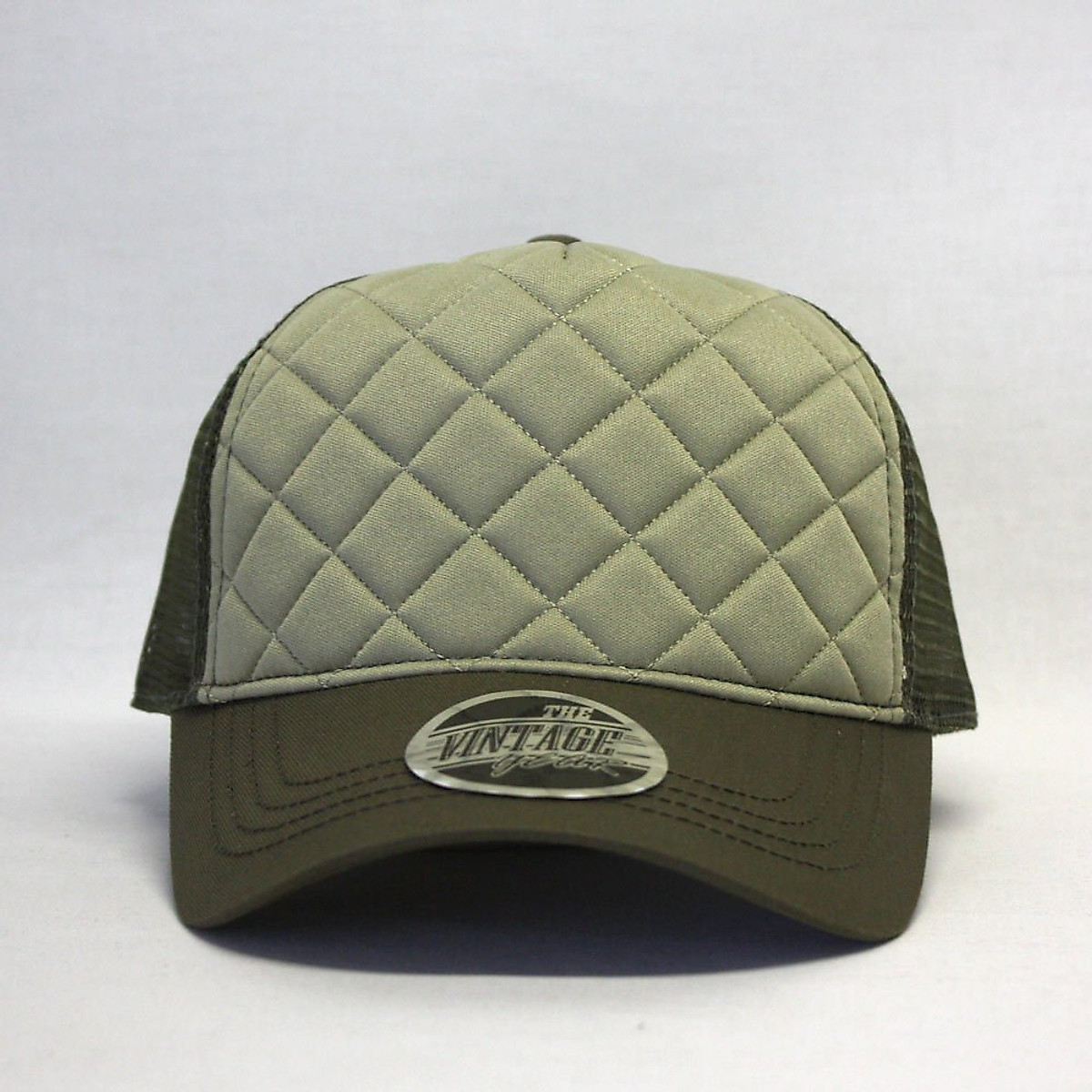 Plain Tone on Tone Cotton Mesh Adjustable Low Profile Baseball Cap Quilt Camo Heather Distressed (Quilt Olive Green/Pty/Olive Green)