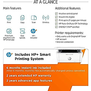 HP Laserjet MFP M140we Wireless All-in-One Monochrome Laser Printer for Home Office, White - Print Copy Scan - 21ppm, 600 x 600 dpi, and Bonus 6 Months Instant Ink, Cbmou Printer_Cable